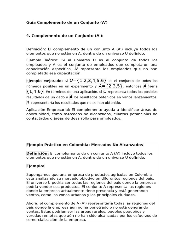 Guía Complemento de Un Conjunto | PDF | Marketing | Business
