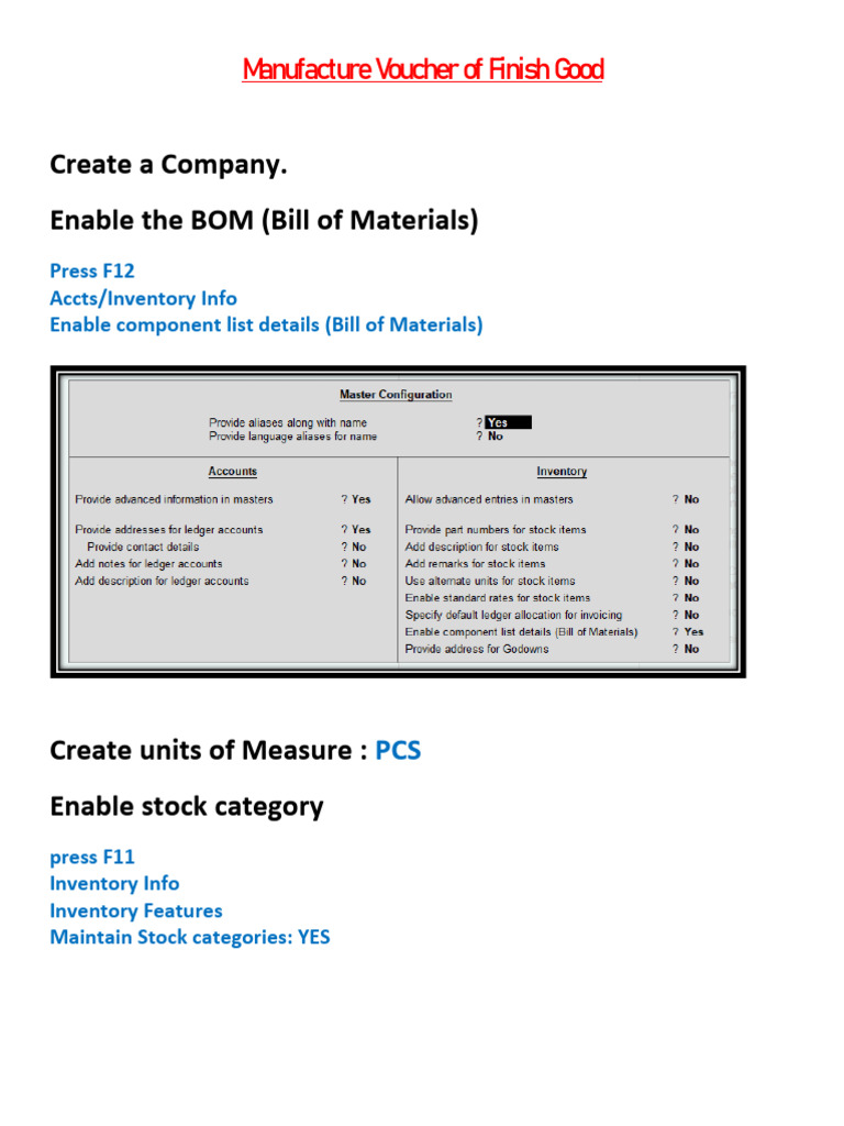 Manufacturing Voucher Creation Guide | PDF