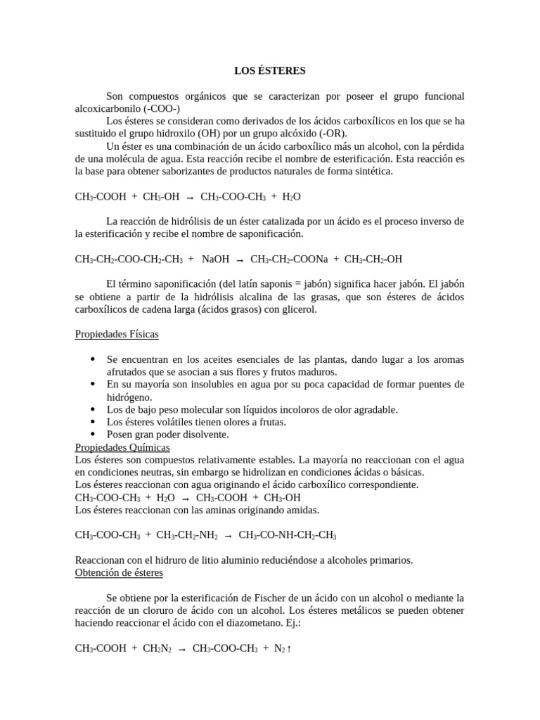 Practica de Los Ésteres | PDF | Ester | Moléculas