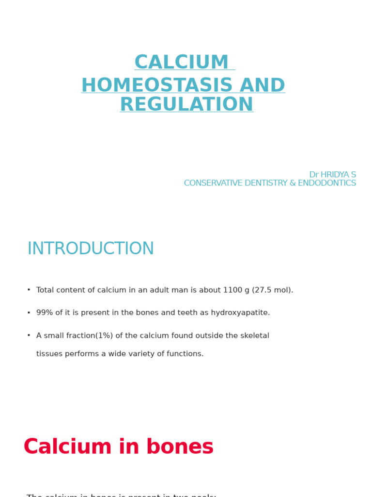 Calcium Homeostasis in Dentistry | PDF