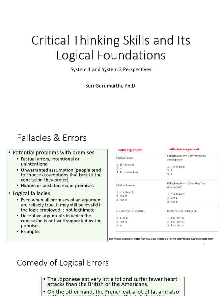5 Critical Thinking Skills and Logical Foundations | PDF | Argument ...