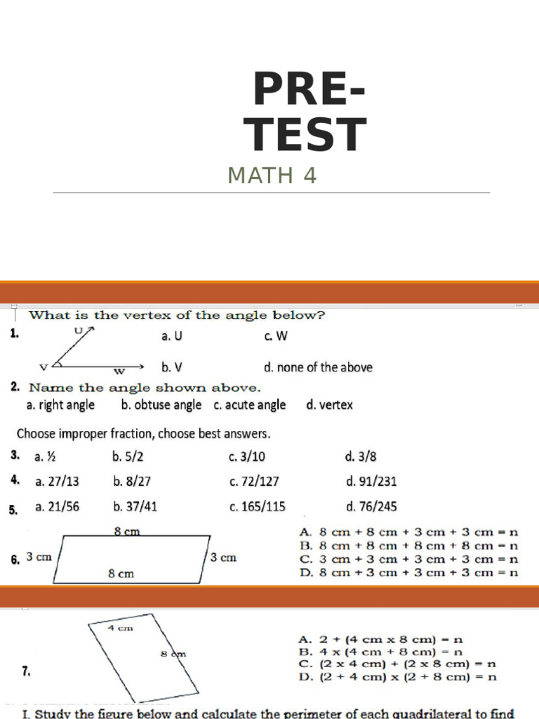Math Pre Test | PDF