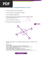 Lines and Angles Worksheet For Class 7 Maths | PDF | Angle | Geometry