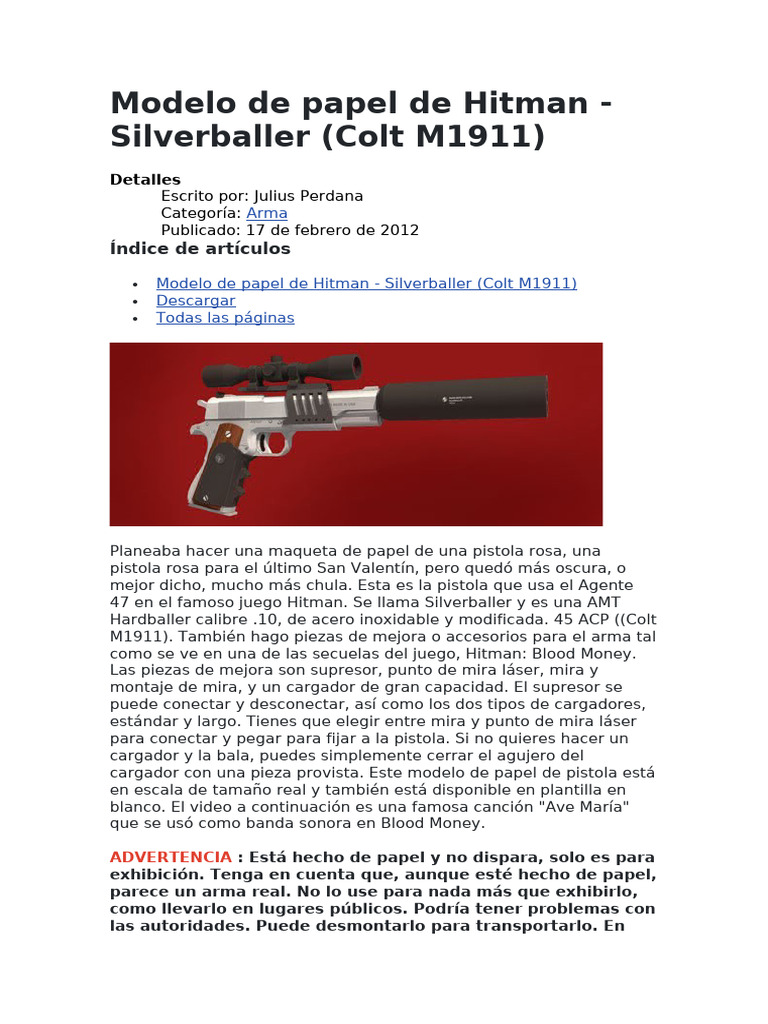 Modelo de Papel de Hitman | PDF | Pistola