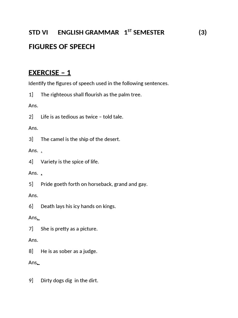 Figures of Speech in English Grammar | PDF