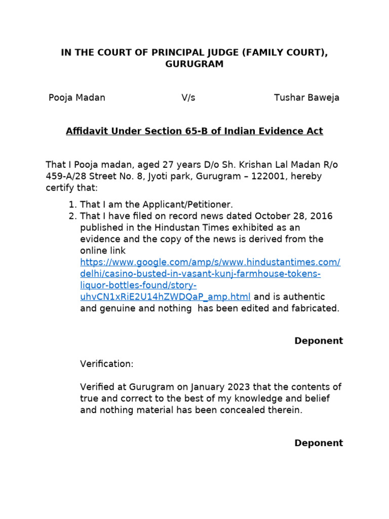 65B Indian Evidence Act | PDF