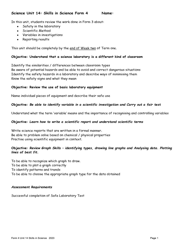 Science Lab Safety and Skills Guide | PDF