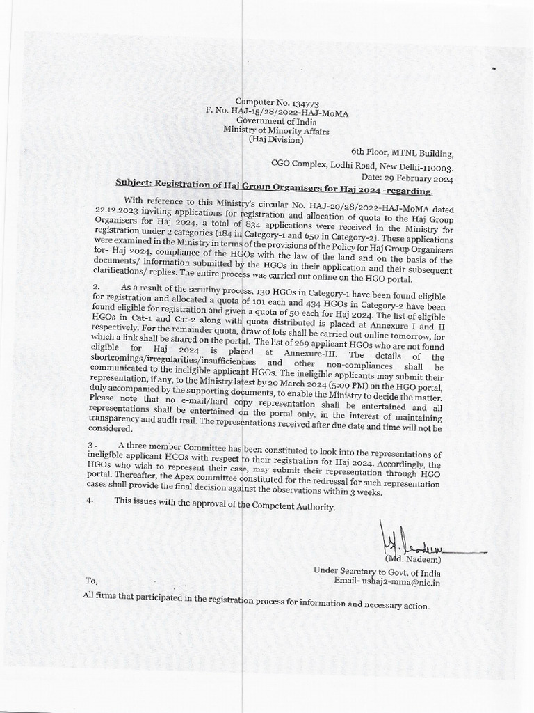 Haj Quota List | PDF