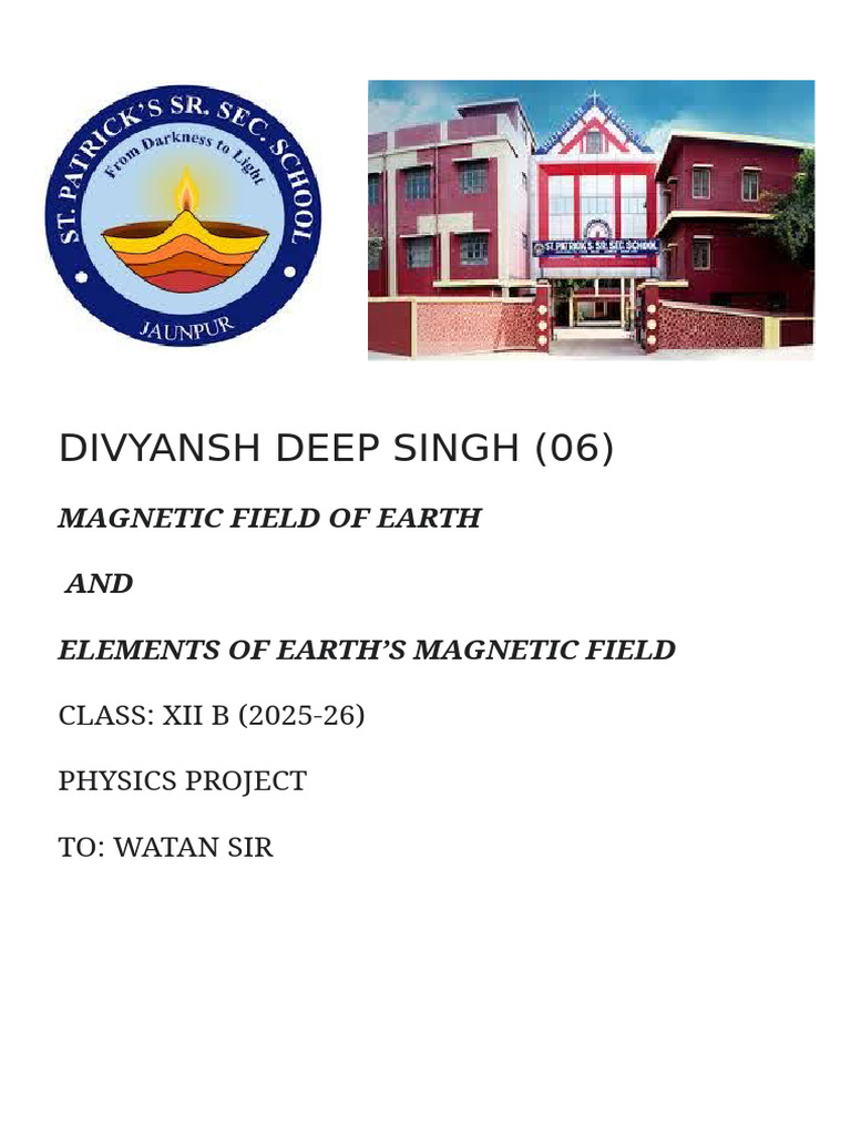 Earth's Magnetic Field - Divyansh | PDF | Earth's Magnetic Field | Magnetosphere