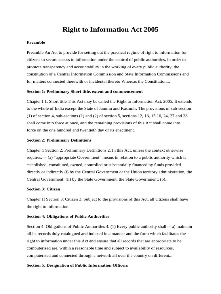 Right to Information Act 2005 Overview | PDF | Fiduciary | Justice