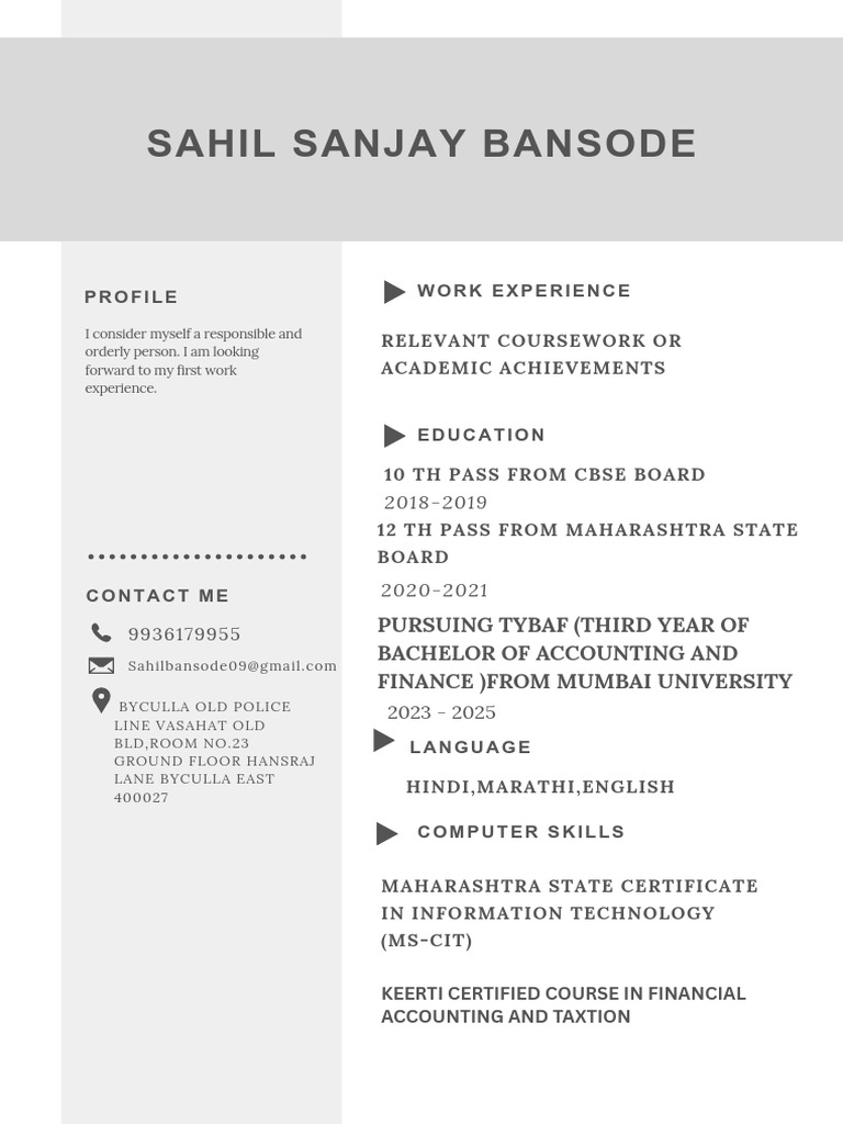 Sahil Sanjay Bansode | PDF