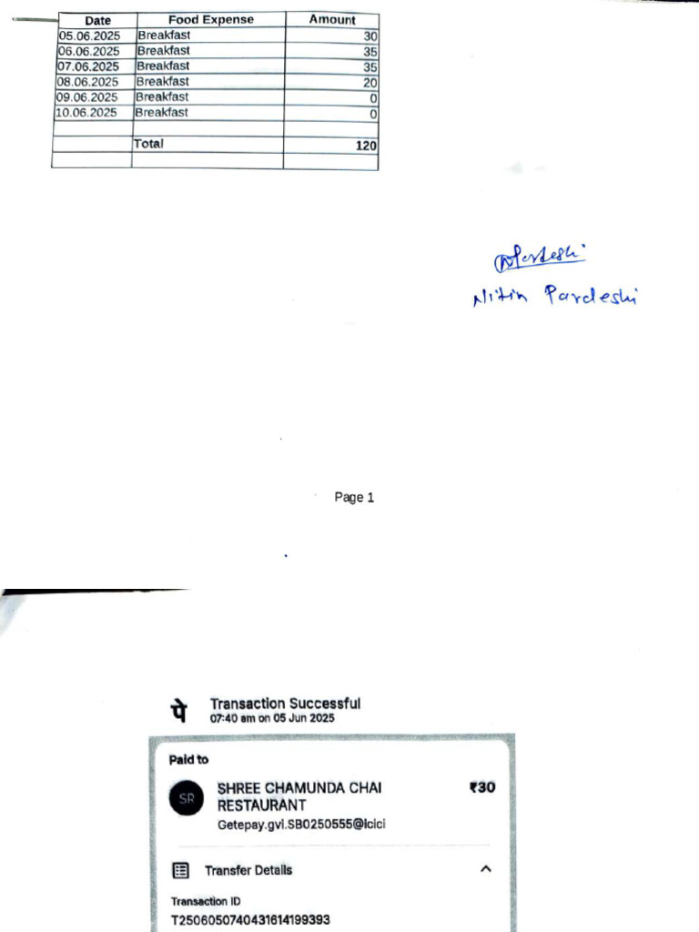June 2025 Breakfast Expense Report | PDF