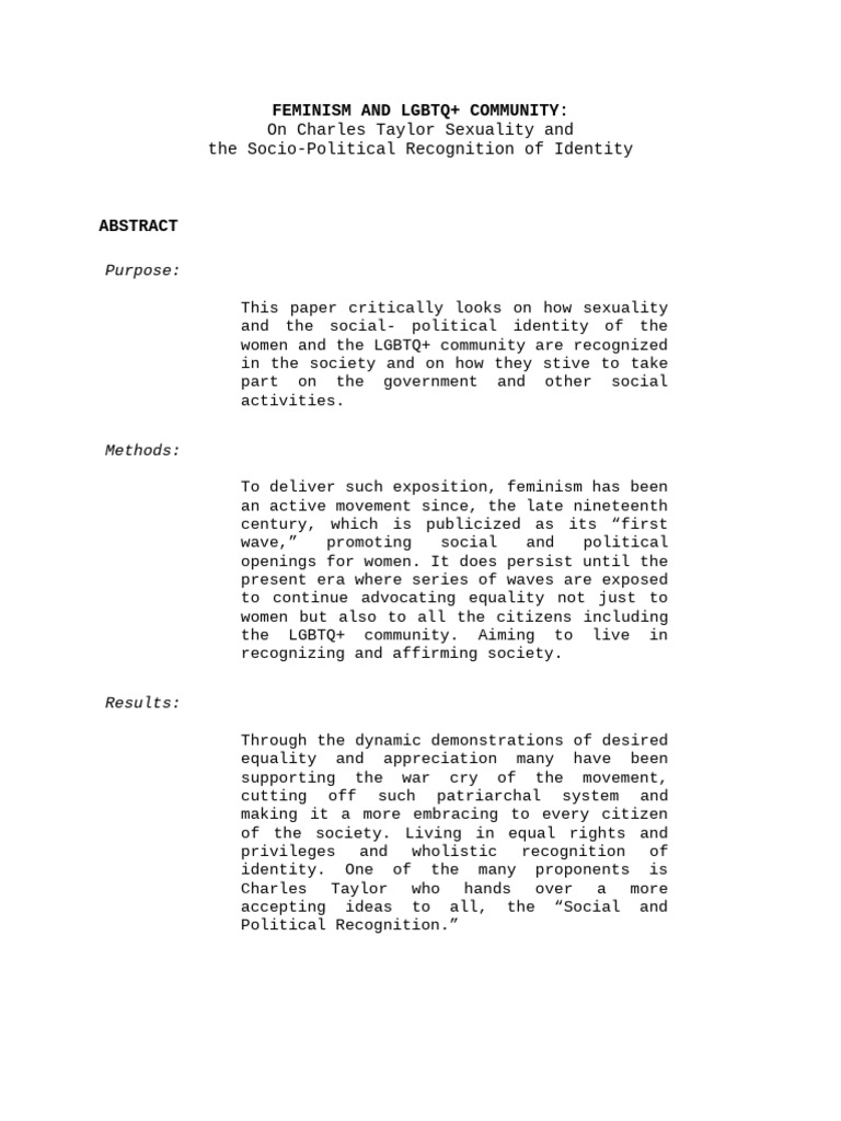 Feminism and LGBTQ Abstract | PDF