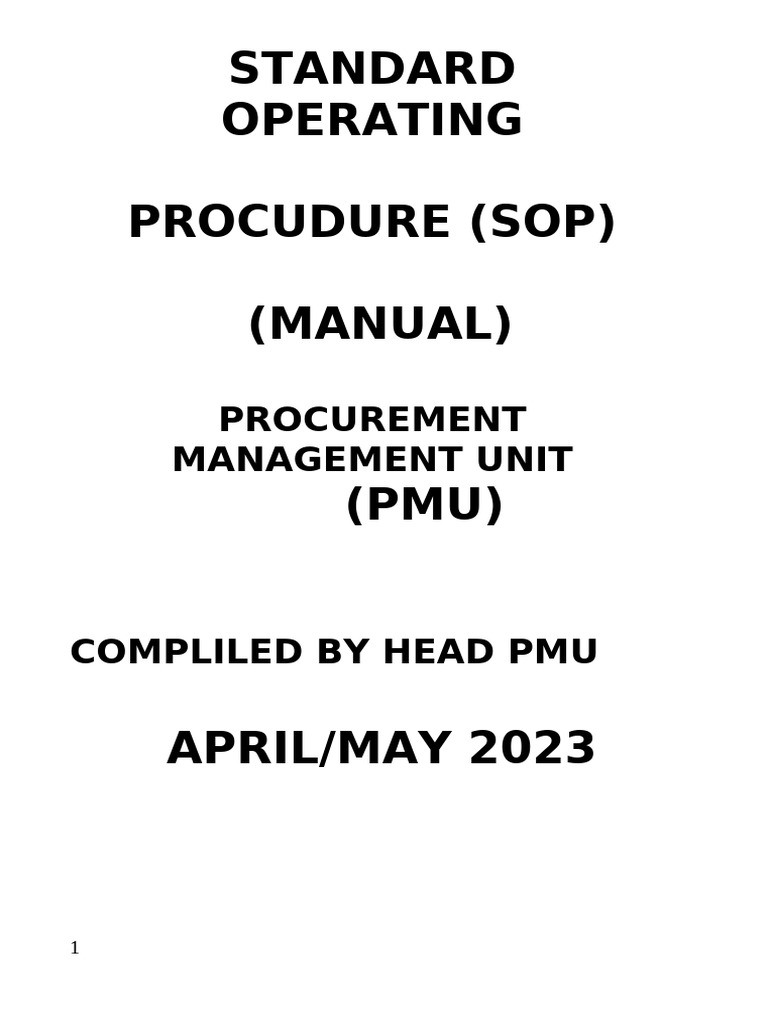 Procurement Standard Operating Procedures | PDF | Procurement | Receipt