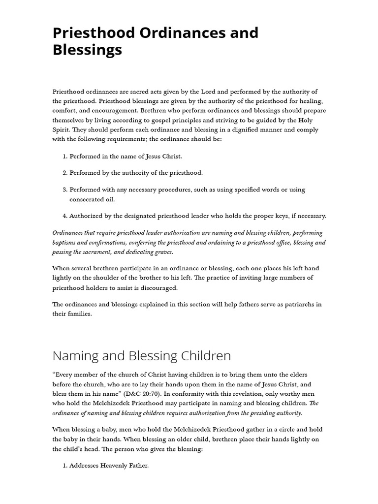 Consecrating Oil in Priesthood Blessings | PDF | Baptism | Ordination