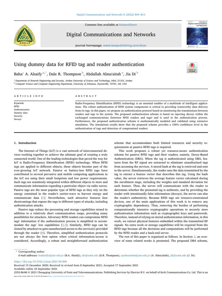 Using Dummy Data For RFID Tag and Reader Authentication | PDF ...