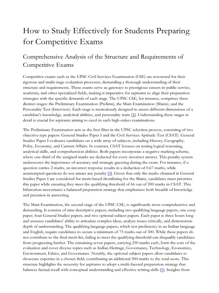 How To Study Effectively For Students Preparing For Competitive | PDF | Learning | Recall (Memory)