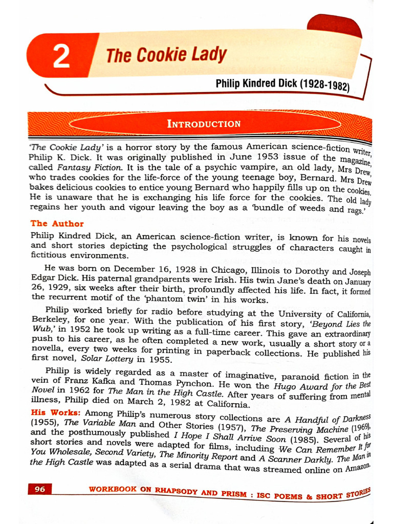 The Cookie Lady Notes Class 12 | PDF
