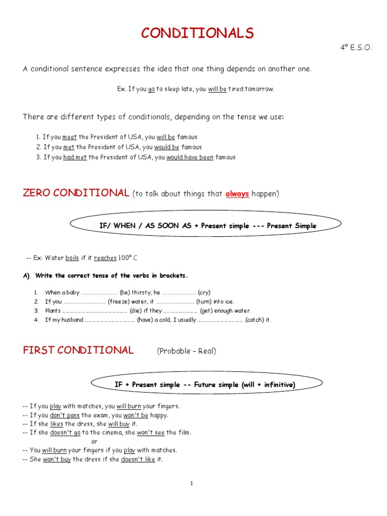 4º E.S.O. - Conditionals | PDF | Onomastics | Language Mechanics