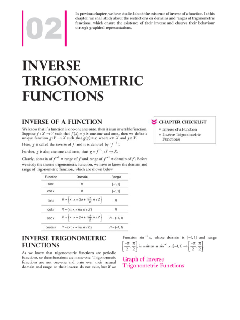 Inverse Trigonometric Functions Class 12 Notes PDF (Short & Handwritten ...
