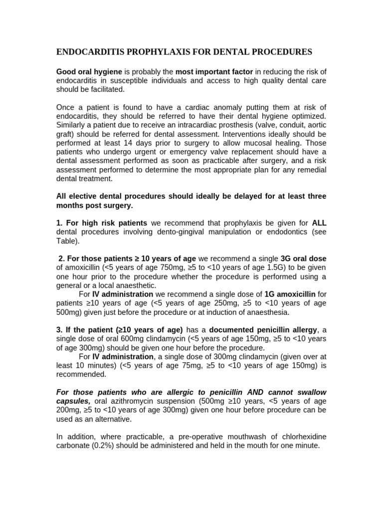 Endocarditis Dental Prophylaxis Guidelines | PDF | Preventive ...
