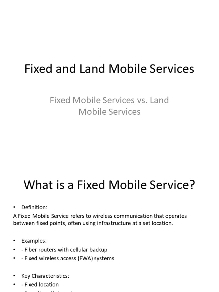 Fixed vs. Land Mobile Services Explained | PDF
