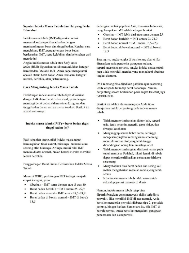 Cara Mengukur Imt | PDF