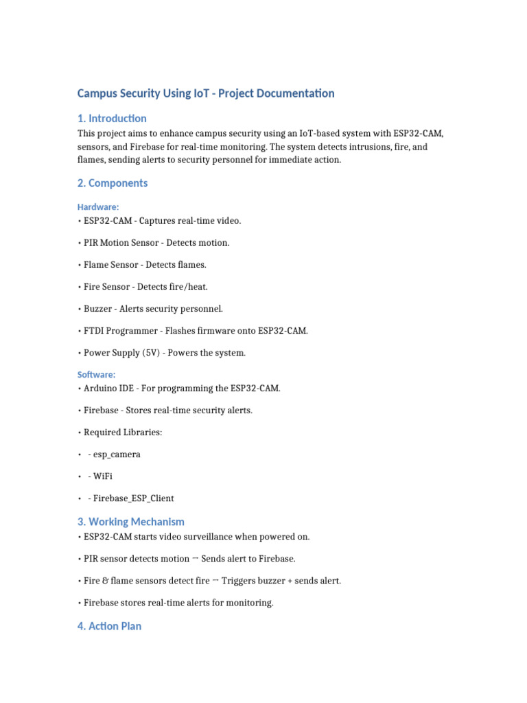 Campus Security IoT Documentation | PDF