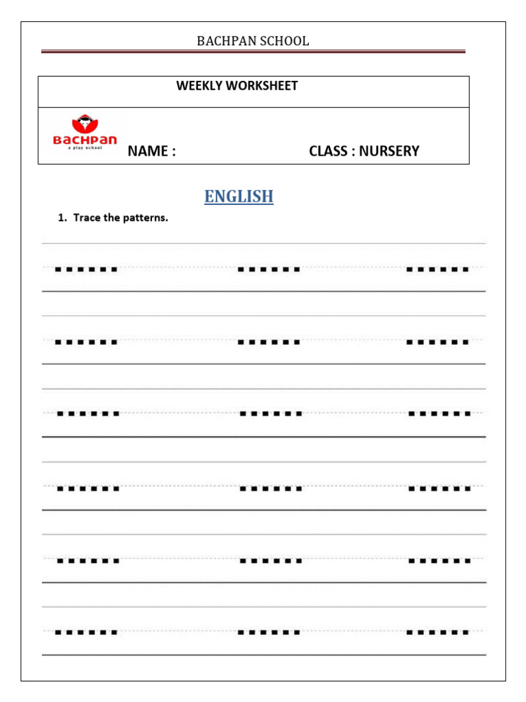 Nursery Weekly Worksheet Activities | PDF