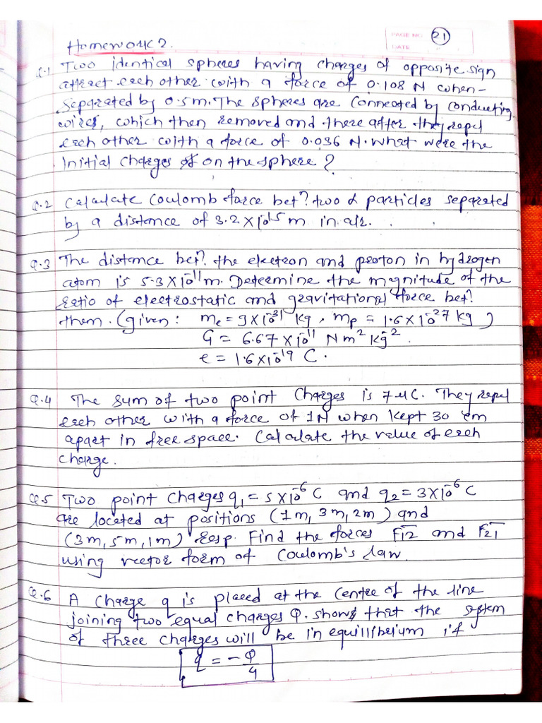 Homework of Chapter 1 Physics | PDF