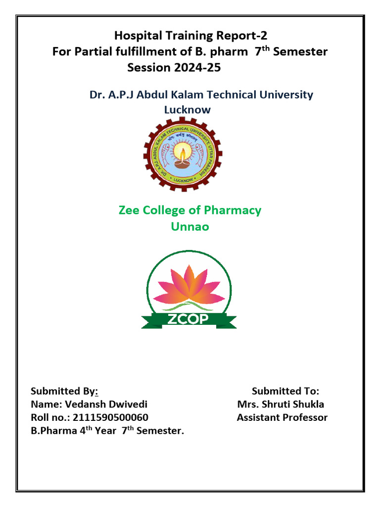 Vedansh Hospital Training File 4 TH Yr | PDF | Injection (Medicine) | First Aid