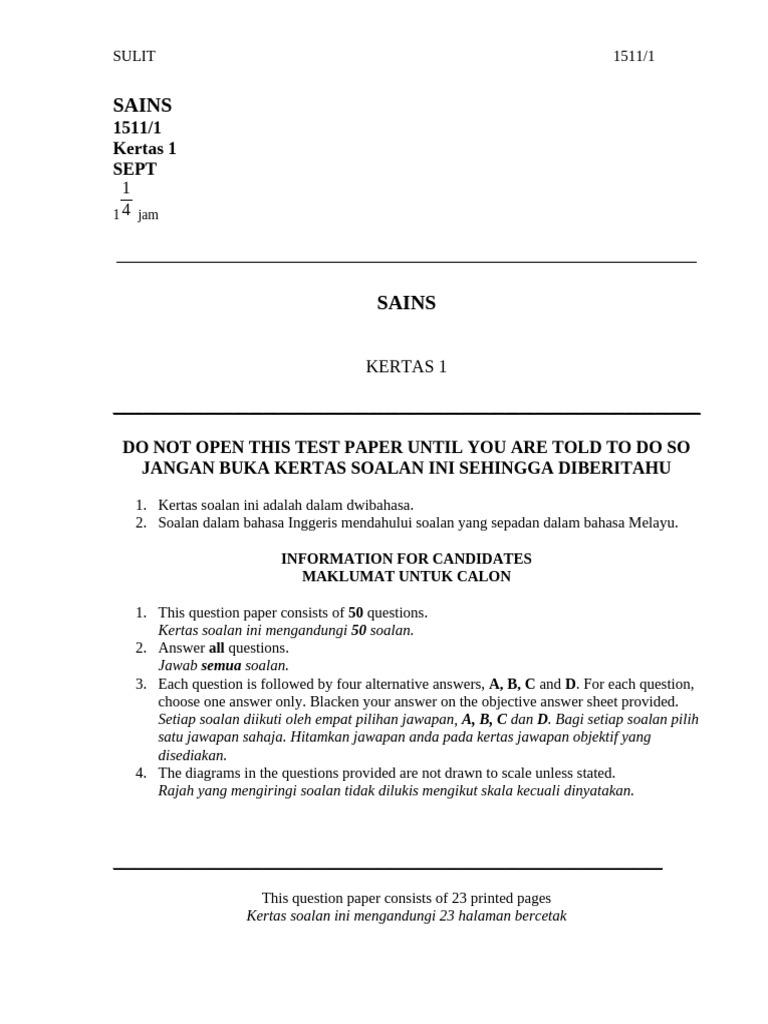 Sains k1 Cover | PDF