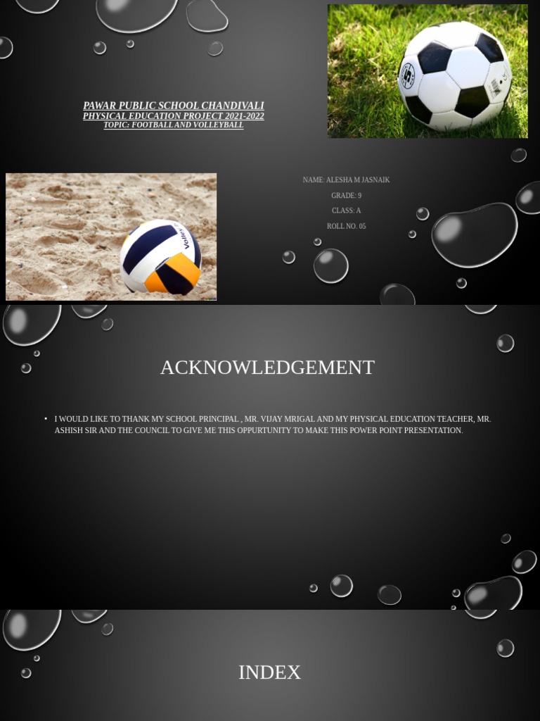 Alesha MJ Pe Project - Football N Volleyball | PDF | Volleyball | Team ...