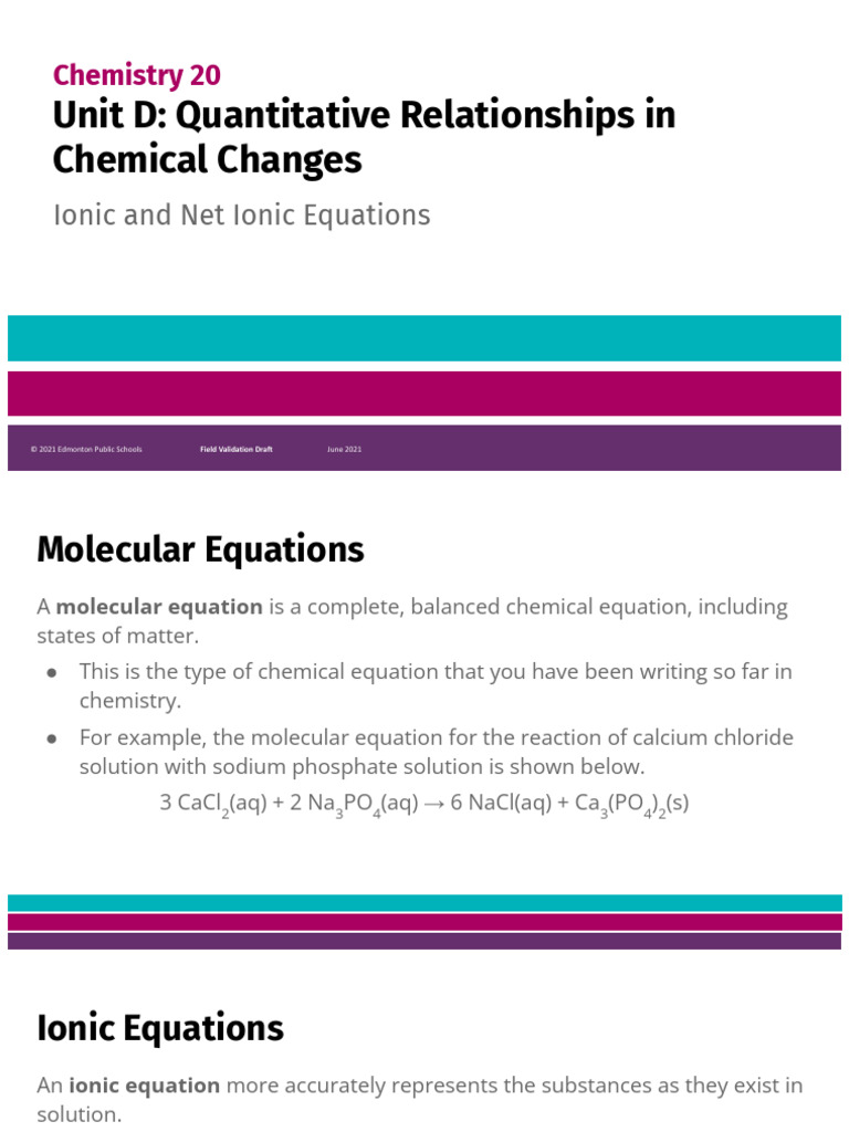 Net Ionic Equations in Chemical Reactions | PDF | Chloride | Salt ...