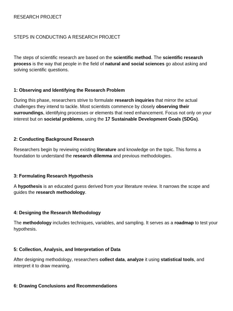 Steps for Conducting Scientific Research | PDF