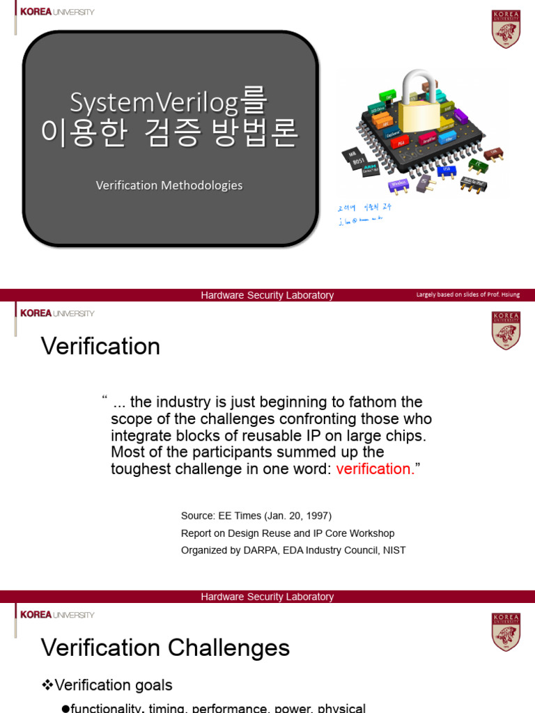 IDEC Systemverilog를 이용한 검증 방법론 고려대 이중회 | PDF | Formal Verification | Hardware Description Language