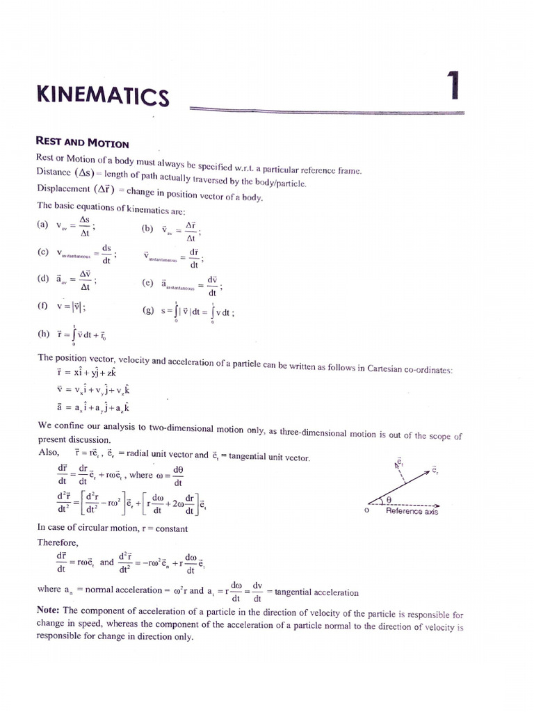Physics 1. Kinematics | PDF