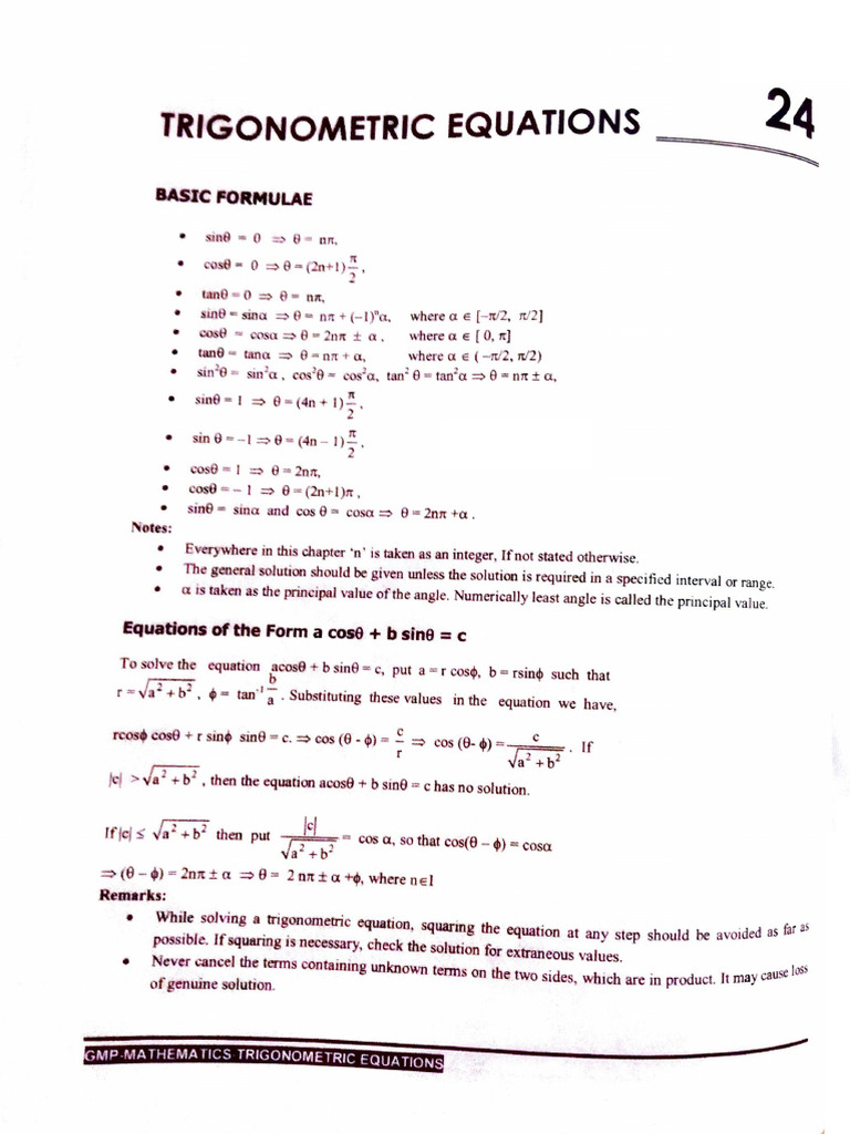 Trigonometric Equations | PDF