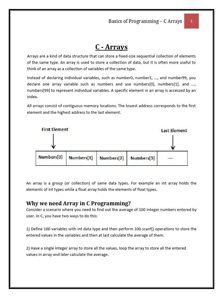 Basics of Programming - C Arrays | PDF | Integer (Computer Science) | Data Type