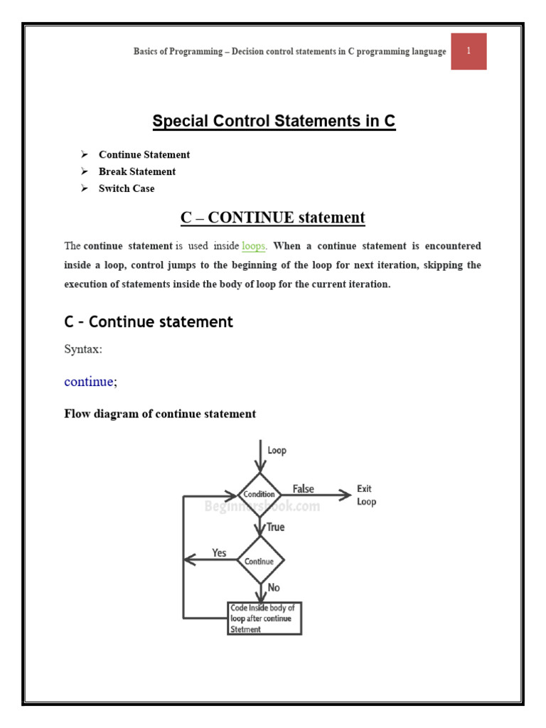 Special Control Statements in C | PDF | Control Flow | C (Programming Language)