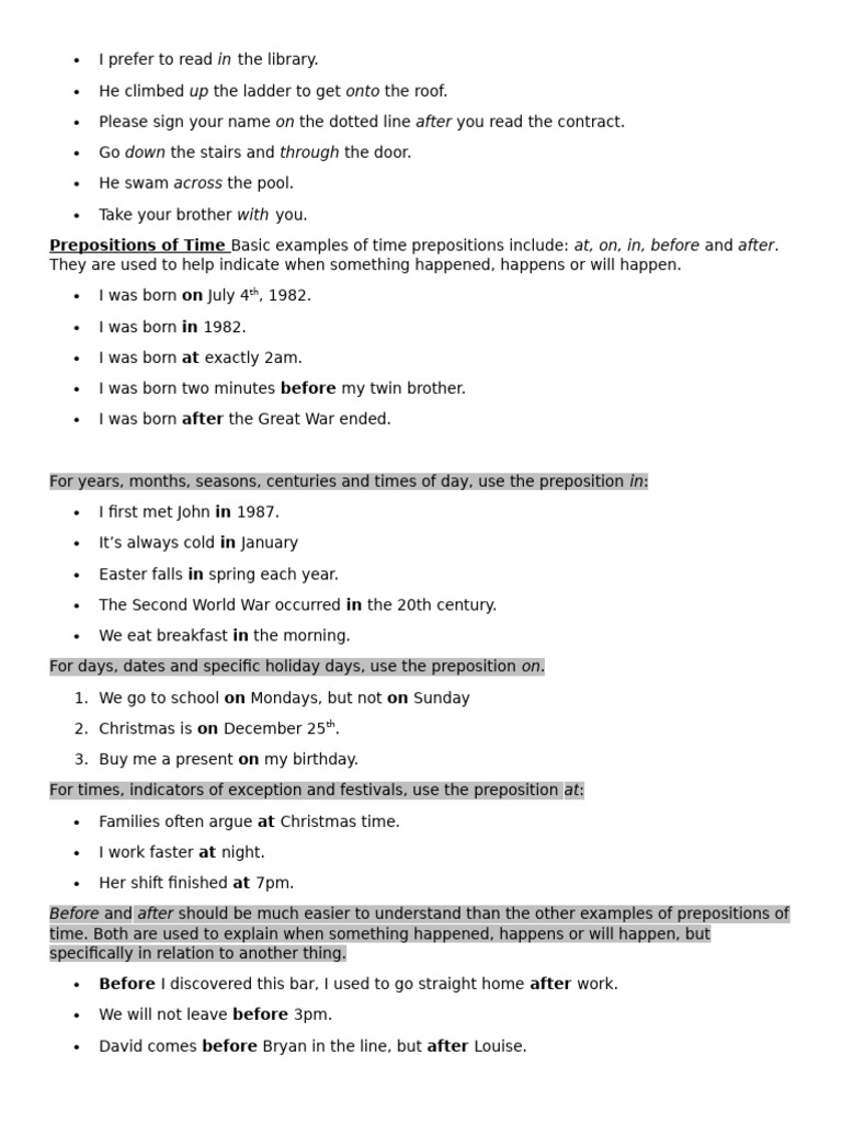 Prepositions Understanding | PDF | Verb | Adjective