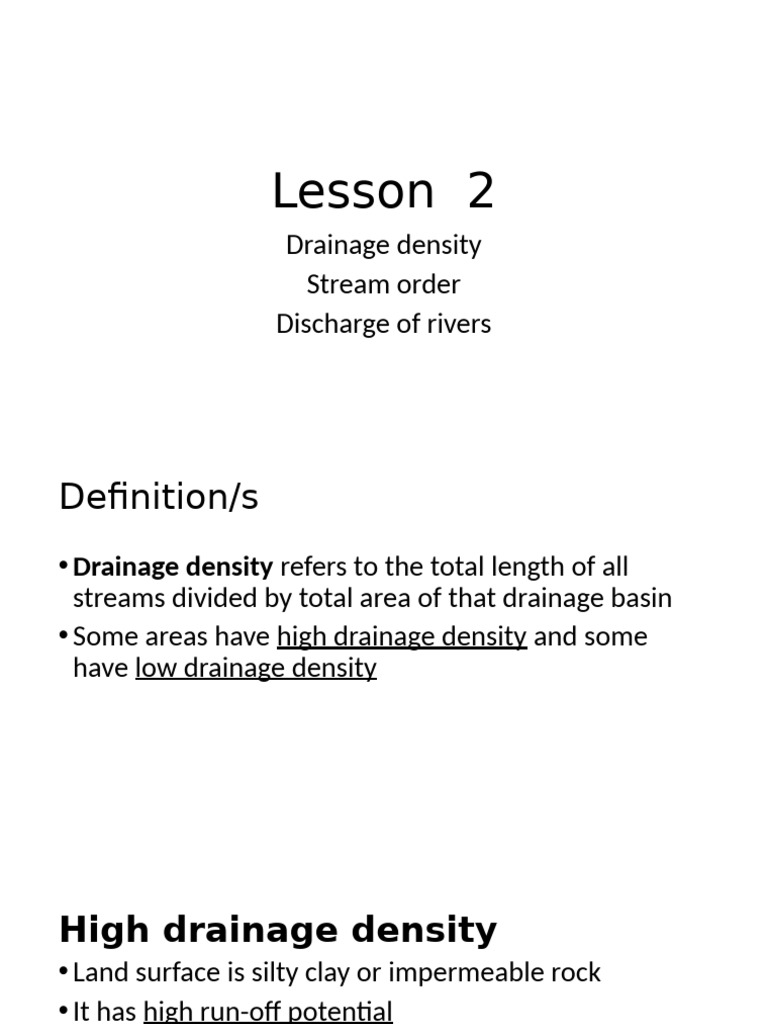Lesson 2 River Density, Stream Order + River Discharge | PDF | Drainage ...