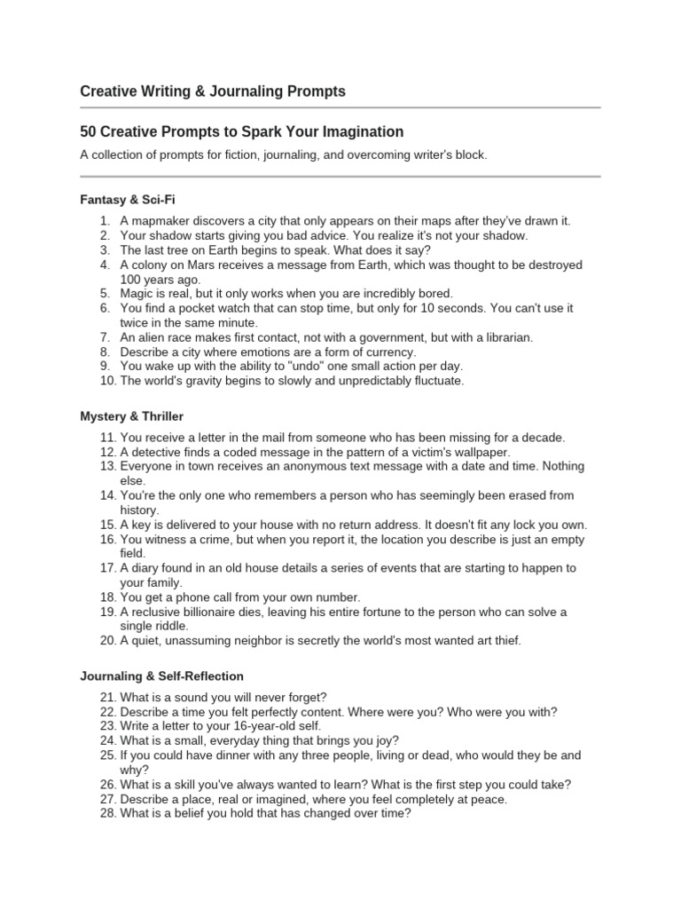 Creative Writing & Journaling Prompts | PDF
