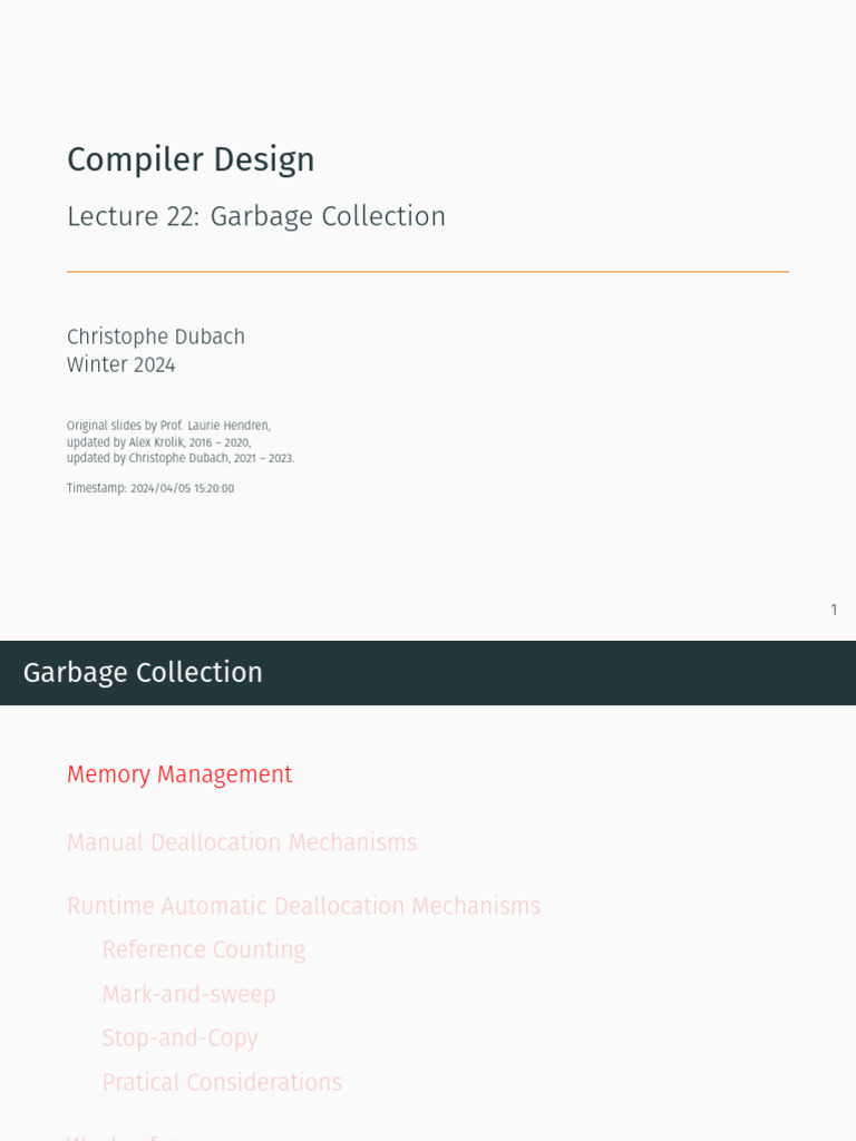 Garbage Collection Handout | PDF | Pointer (Computer Programming ...