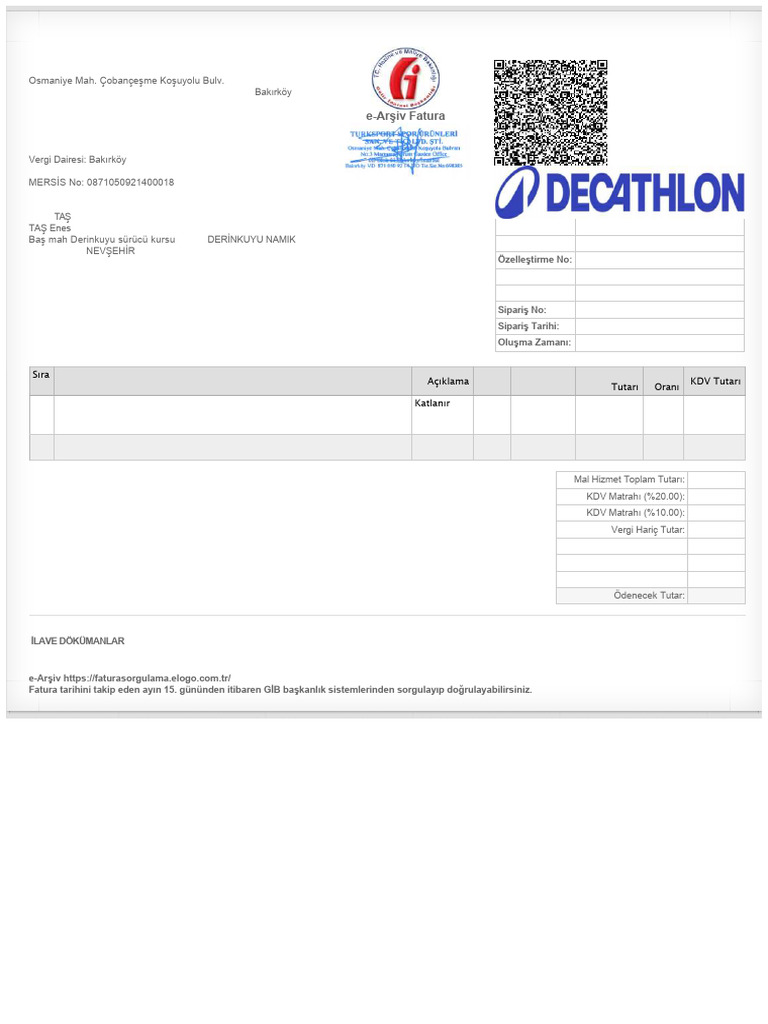 Decathlon Invoice Tr3624148319 | PDF