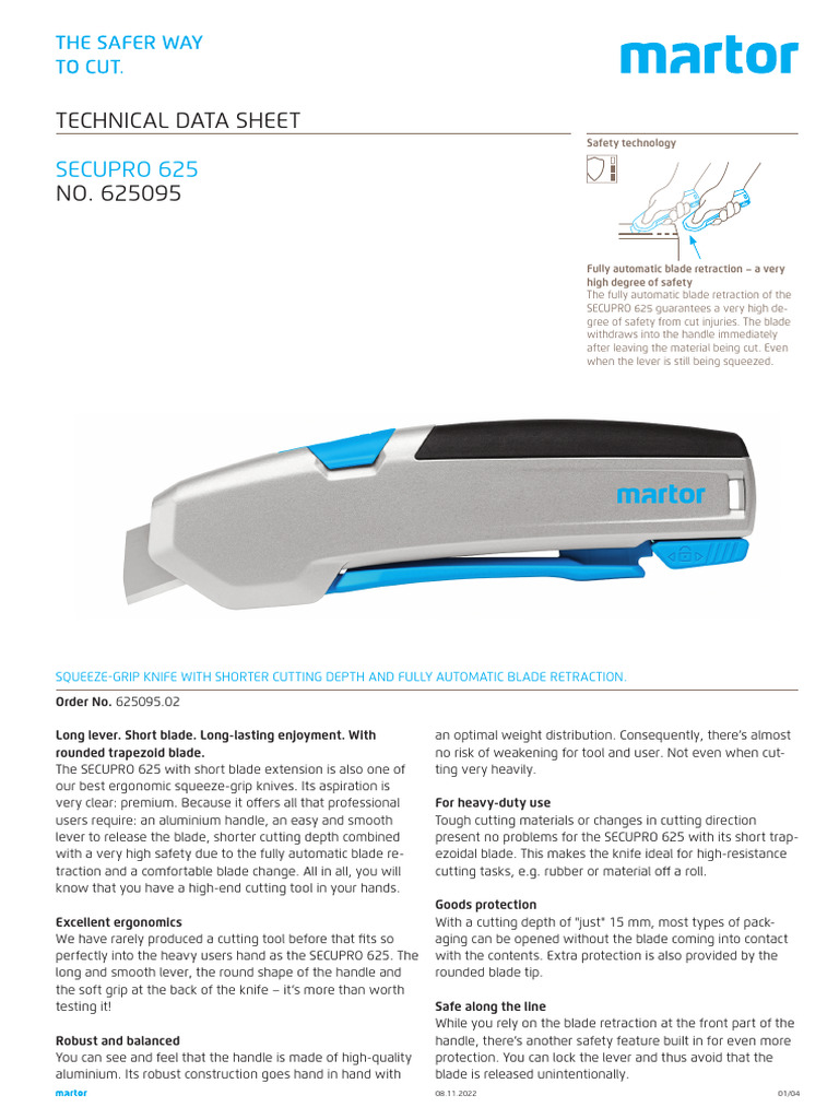 SECUPRO 625: Ergonomic Safety Knife | PDF | Knife | Blade