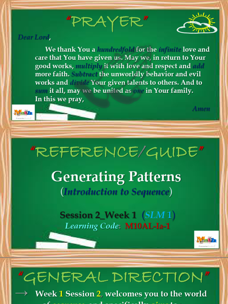 s2w1 Quarter 1 Generating Patterns | PDF | Sequence | Summation
