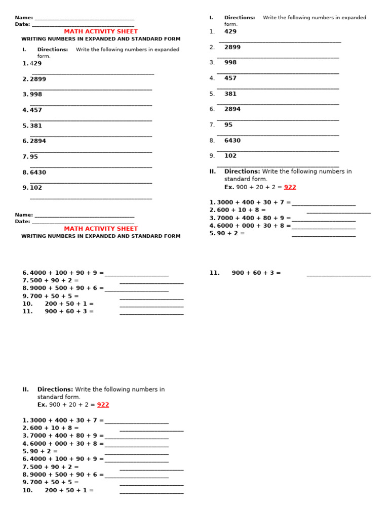 Writing Numbers in Expanded Form | PDF | Chess Theory | Chess Openings