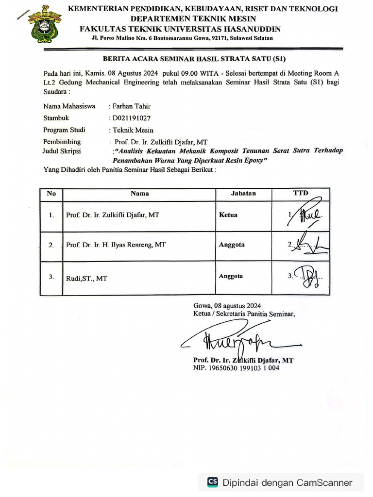 BERITA ACARA SEMHAS | PDF