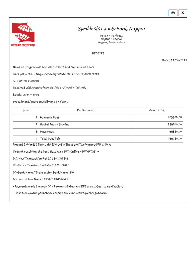 E Receipt | PDF